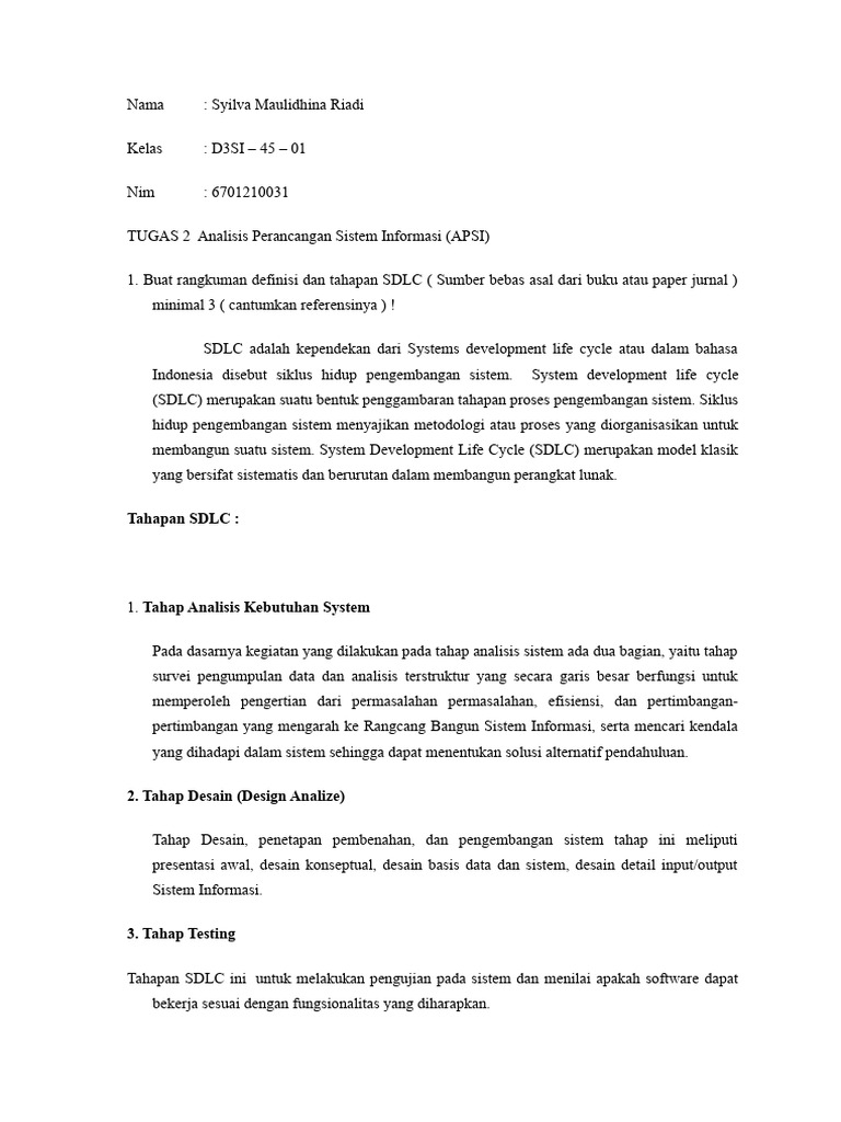 APSI TUGAS 2 Syilva Maulidhina 6701210031 | PDF