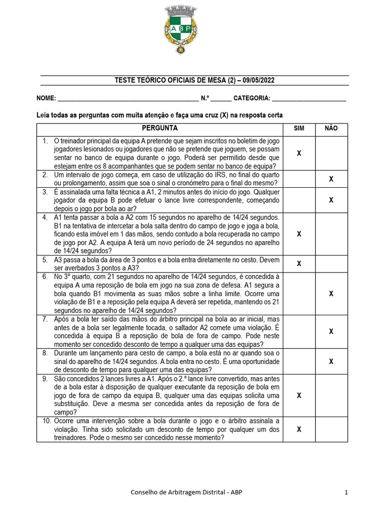 Teste Teórico OM - 09 - 05 - 2022 - CHAVE | PDF Teste Teórico OM - 09 - 05 - 2022 - CHAVE | PDF