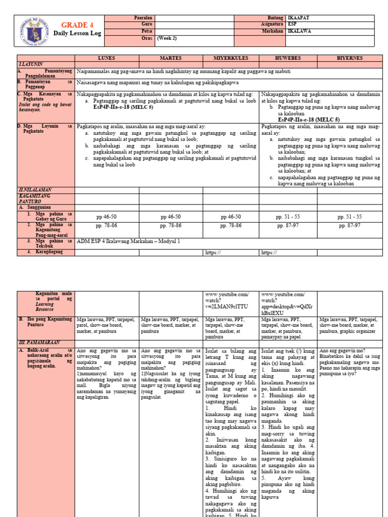 Esp4 Q2 Week 2 DLL | PDF