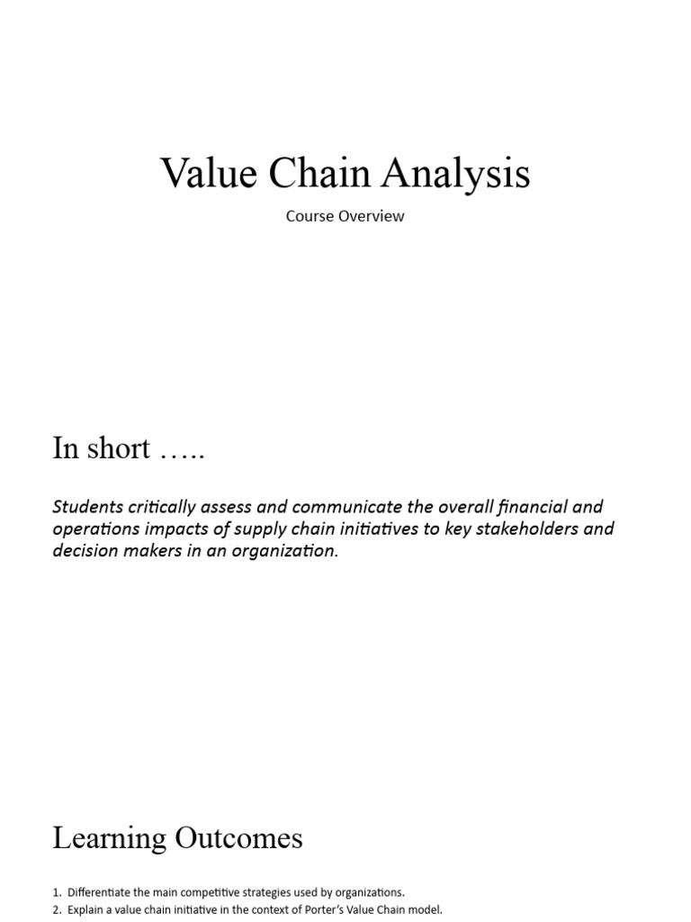 Value Chain Analysis-Overview | PDF | Value Chain | Supply Chain