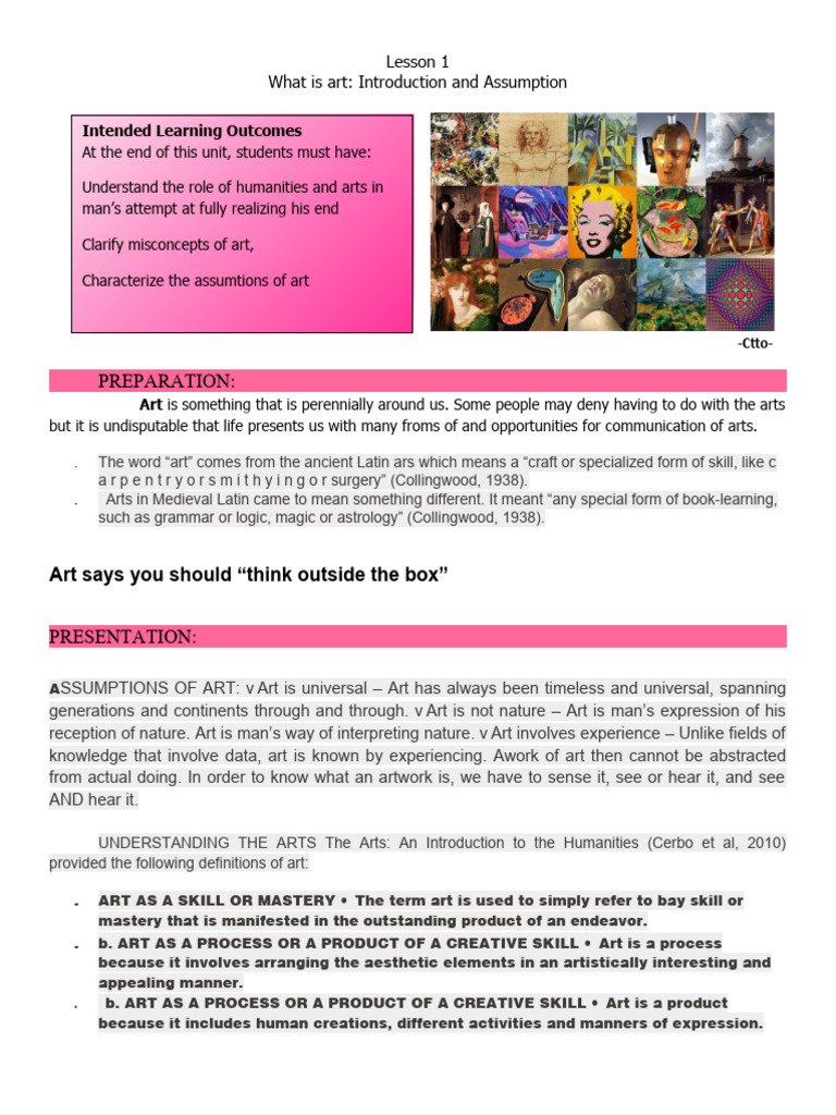 What Is Art Module 1 | PDF | Aesthetics | Idea