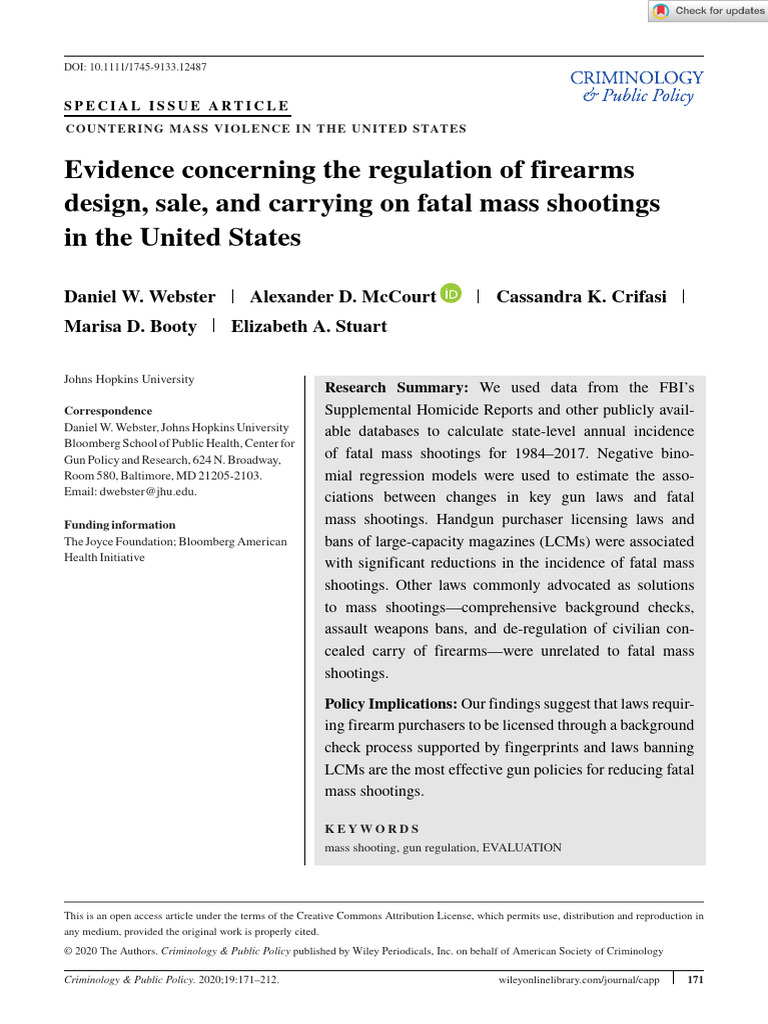 Evidence Concerning The Regulation of Firearms Design, Sale, and ...