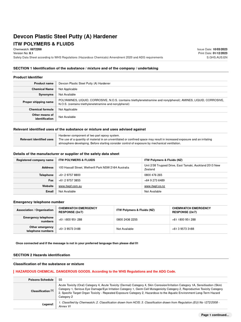 MSDS Devcon - ENG | PDF | Toxicity | Firefighter