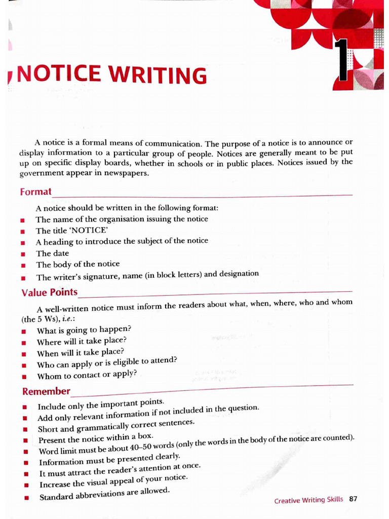Notice Writing - Format & Examples | PDF