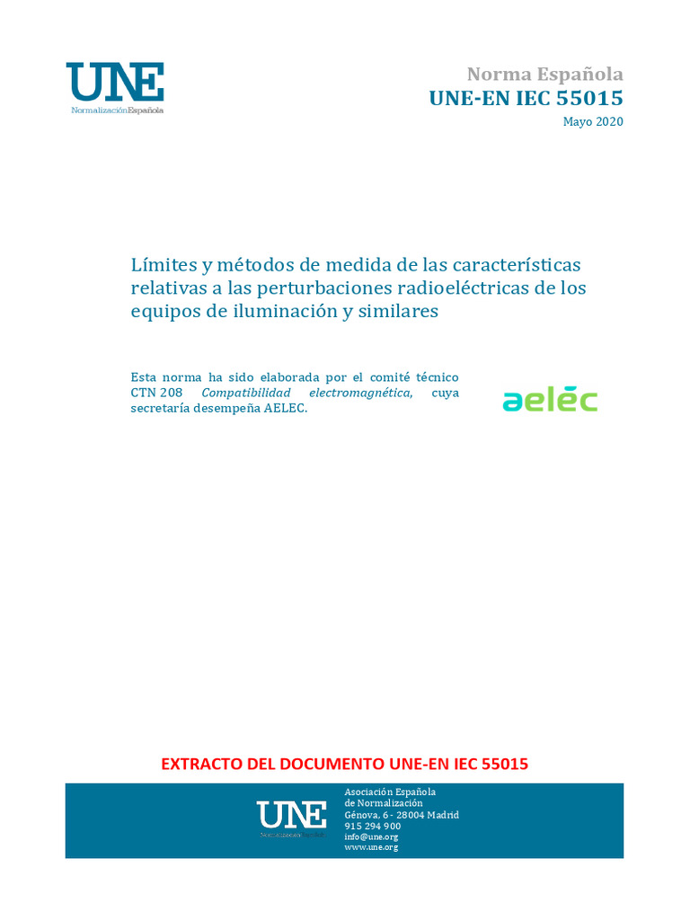 (Ex) Une-En Iec 55015 2020 | PDF | Compatibilidad electromagnética | Radio