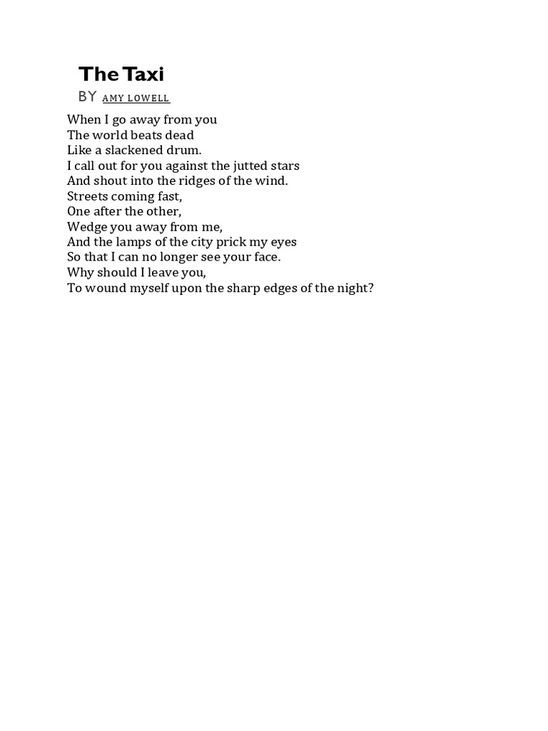 Amy Lowell - The Taxi | PDF