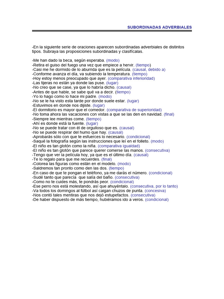 Soluciones Sub - Adv | PDF | Tipología Lingüística | Sintaxis