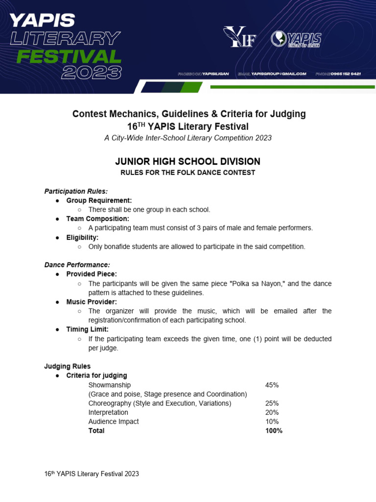 Contest Guidelines - JHS Division | PDF | Human Communication