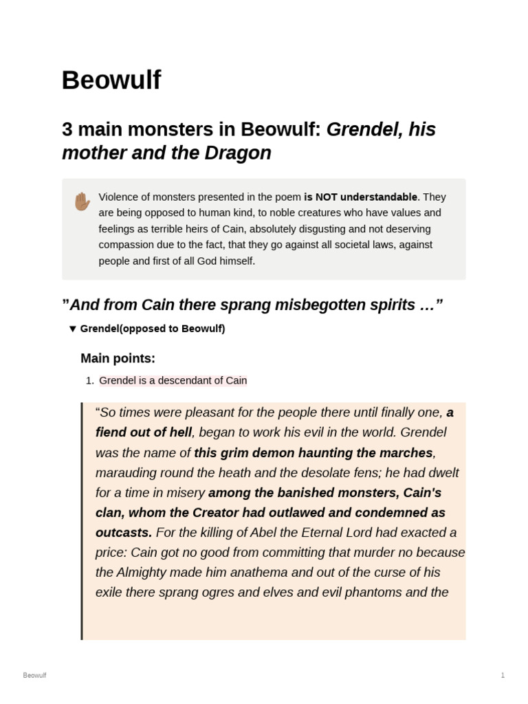 Beowulf - Monsters Images, Words Wielding Skill | PDF | Beowulf