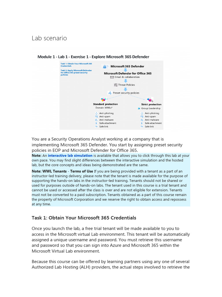 Learning Path 1 - Lab 1 - Exercise 1 - Explore Microsoft 365 Defender | PDF | Computing | Software