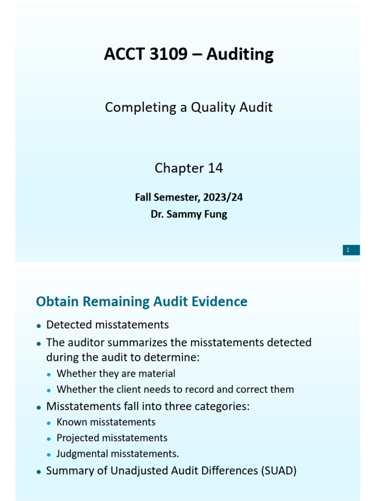 Ch14 23 24 | PDF | Going Concern | Audit