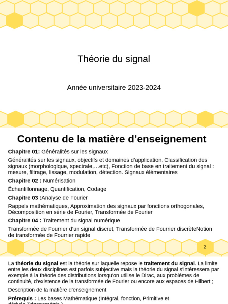 Théorie Du Signal Chapitre 1 Généralité Sur Les Signaux | PDF | Filtre ...