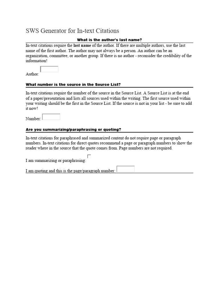 Sws in Text Citatations | PDF