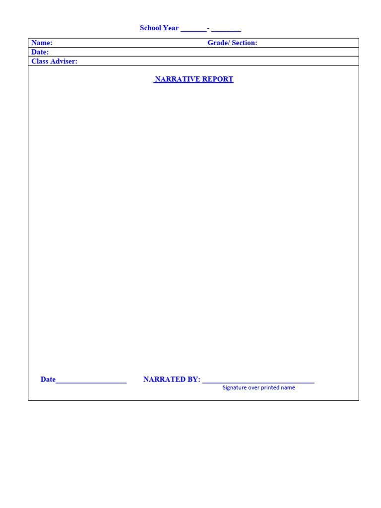 School Year Narrative Report Template | PDF