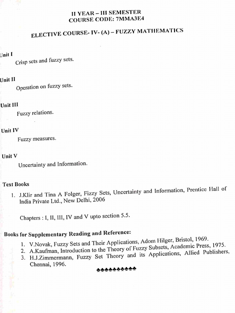 Fuzzy Mathematics I To V Units | PDF
