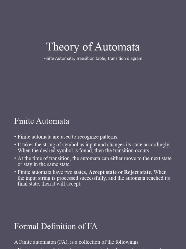 Theory of Automata Finite Automata 4 | PDF | Algorithms | Computational ... Theory of Automata Finite Automata 4 | PDF | Algorithms | Computational ...