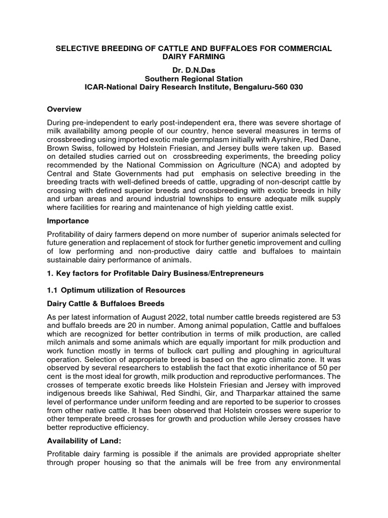Selective Breeding of Cattle and Buffaloes For Commercial Dairy Farming ...