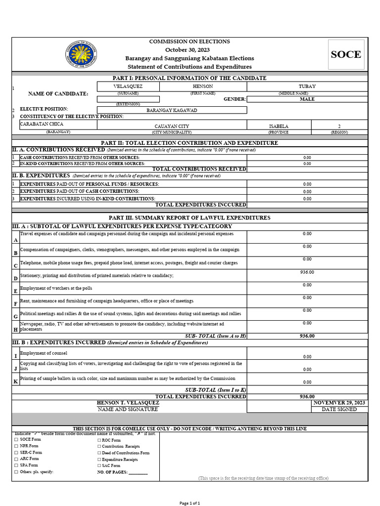 Soce2023bskeforms Form1 | PDF | Expense | Democracy