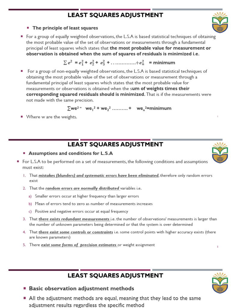Least Squares Adjustment Guide | PDF | Least Squares | Errors And Residuals
