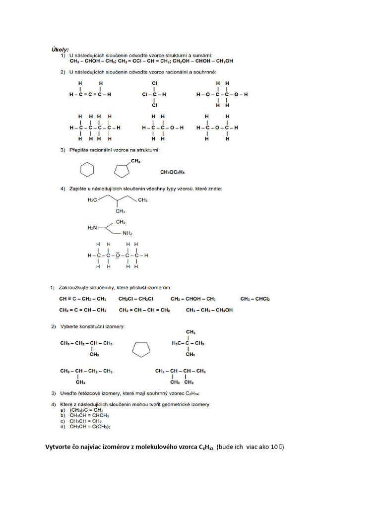 Izomeria A Vzorce Ulohy | PDF