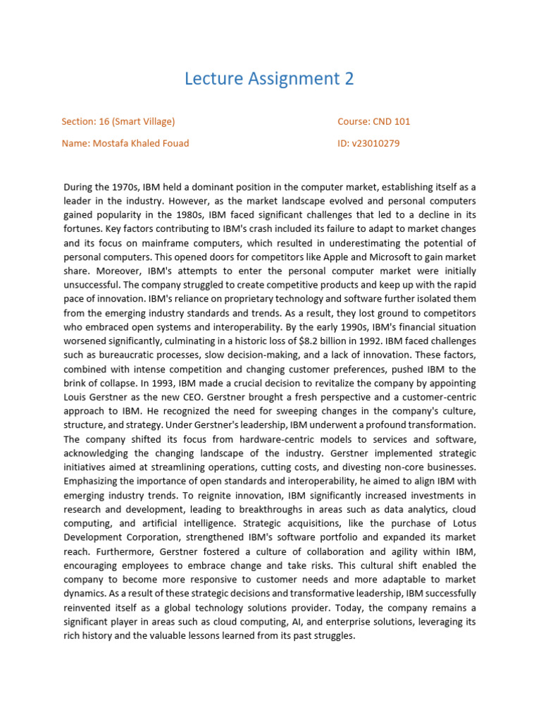 Lecture Assignment 2 | PDF | Ibm | Innovation