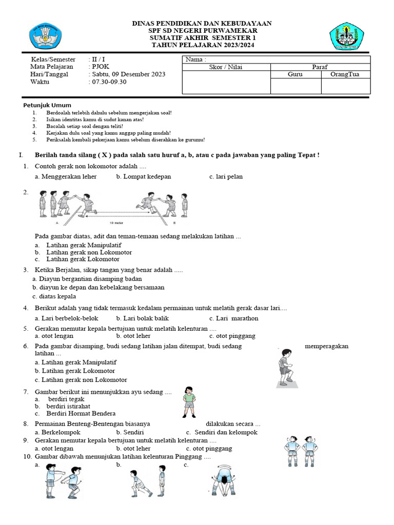 Soal Pas Pjok Kelas 2 2023 | PDF