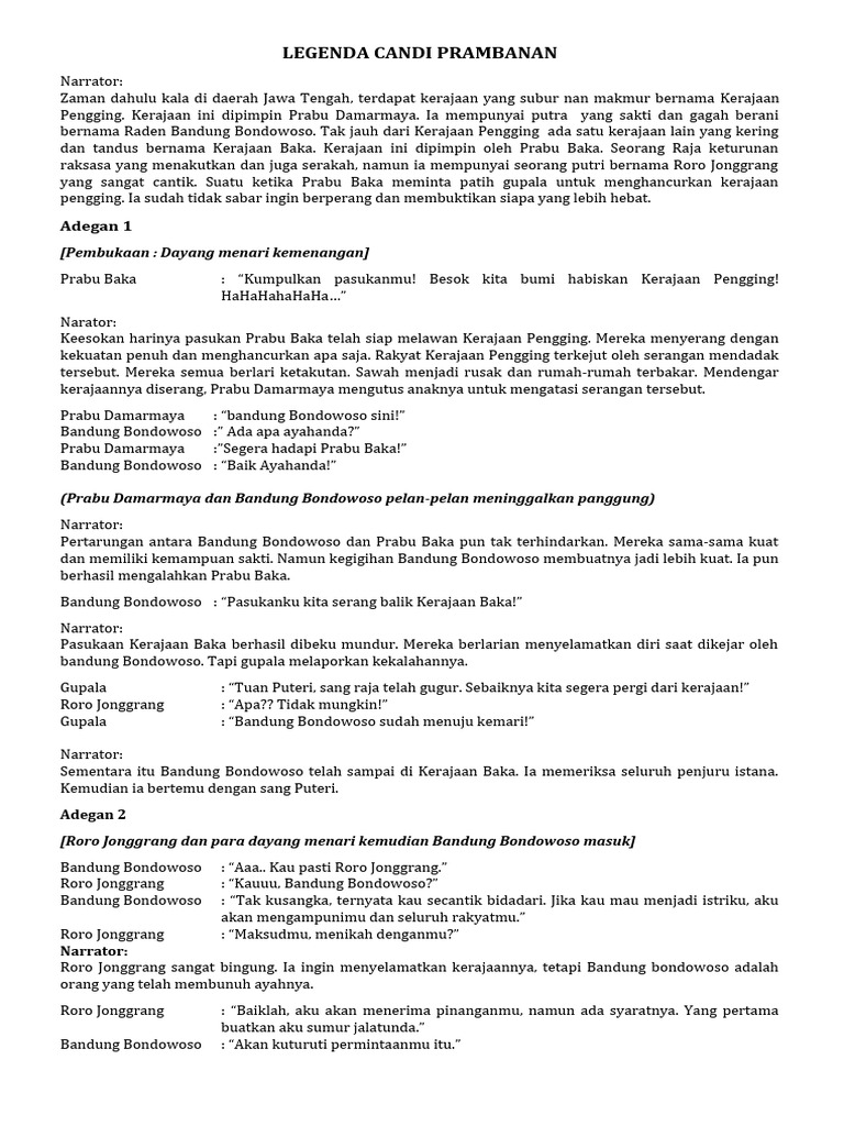 Dialog Legenda Candi Prambanan Revisi | PDF