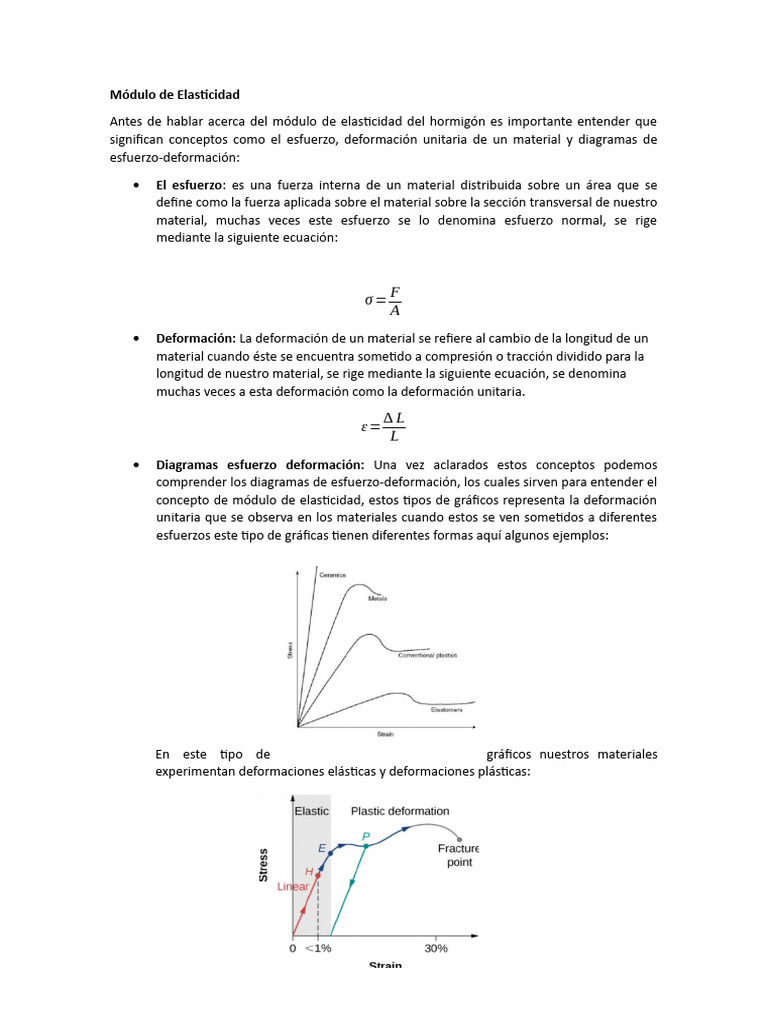 Modulo de Elasticidad | PDF | Deformación (ingeniería) | Elasticidad (Física)