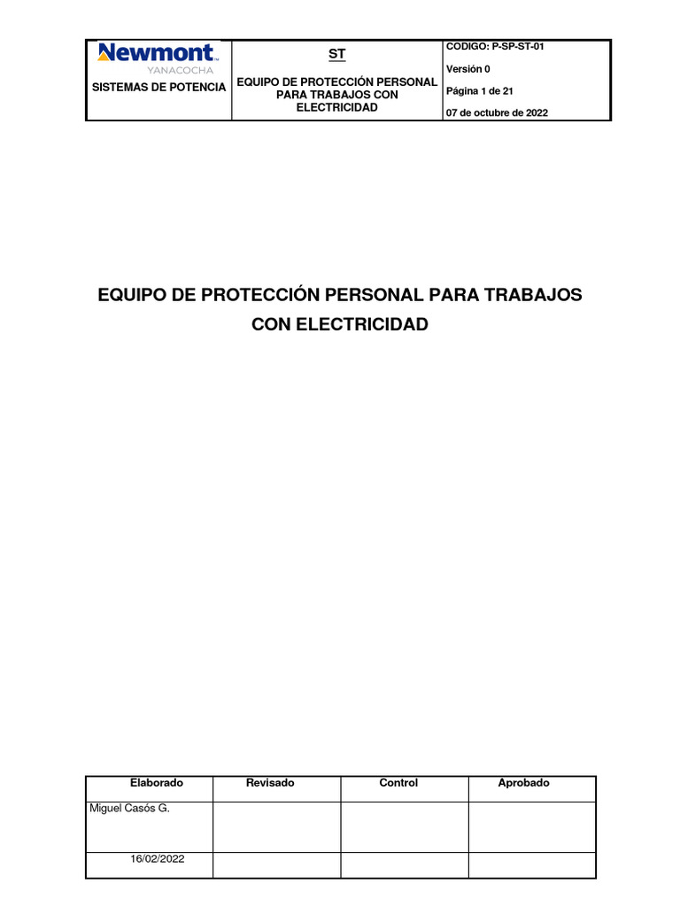 EPP para Trabajos Electricos | PDF | Electricidad | Comisión ...