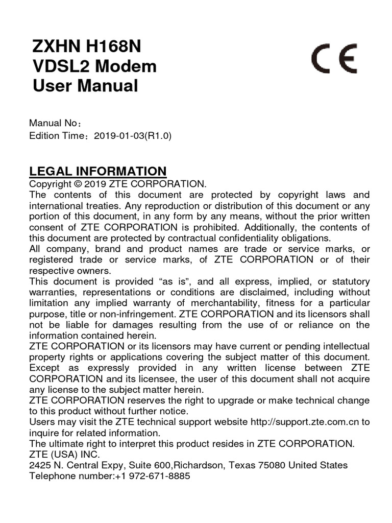 15 ZXHN H168N UserMan 4132358 | PDF | Usb | Wireless Lan