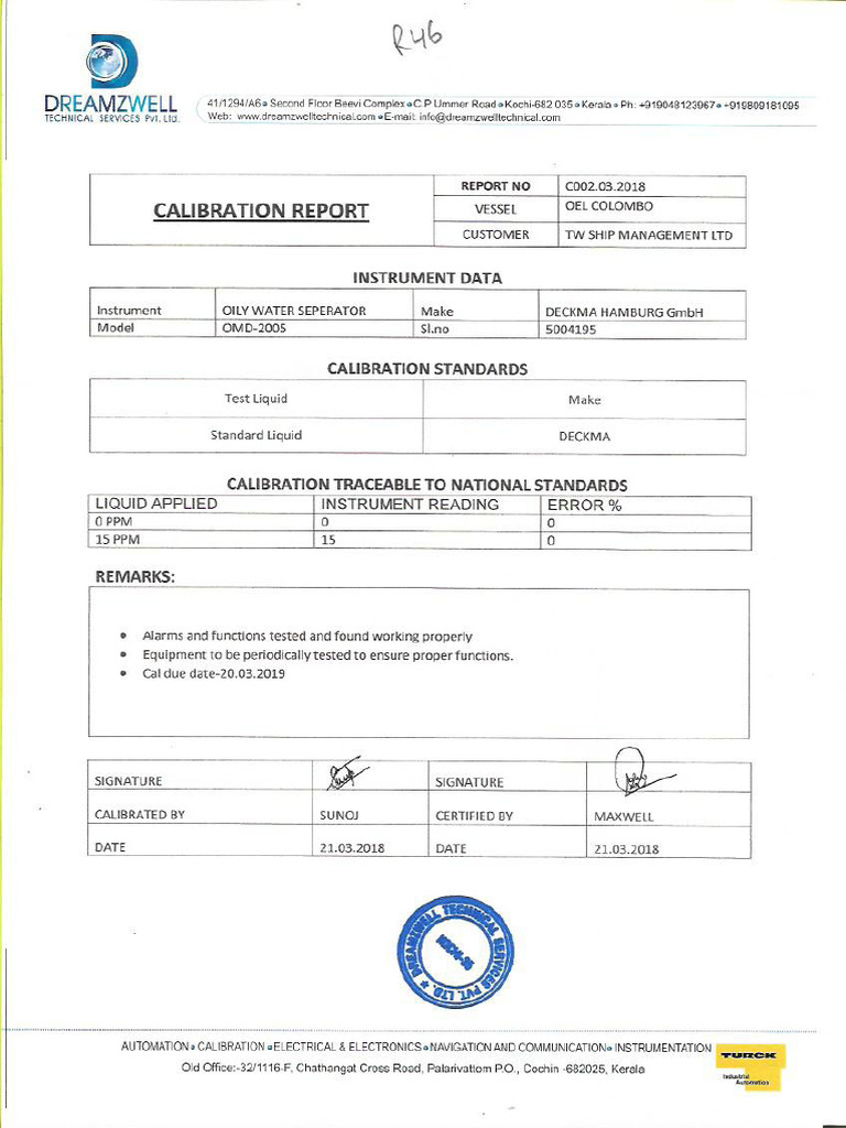 R 046 OWS Type Approval | PDF