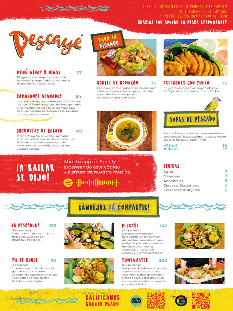 Menú de Pescados y Mariscos Artesanales | PDF | Fritura | Comida y bebida