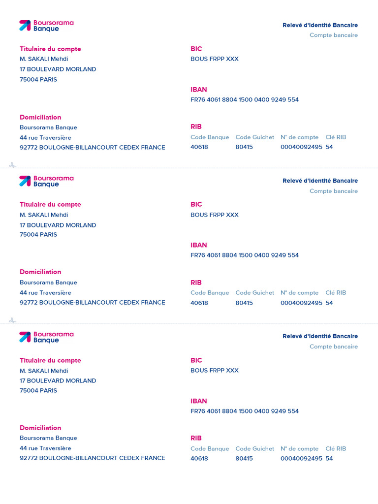 Rib Boursorama Banque-1696957656627 | PDF