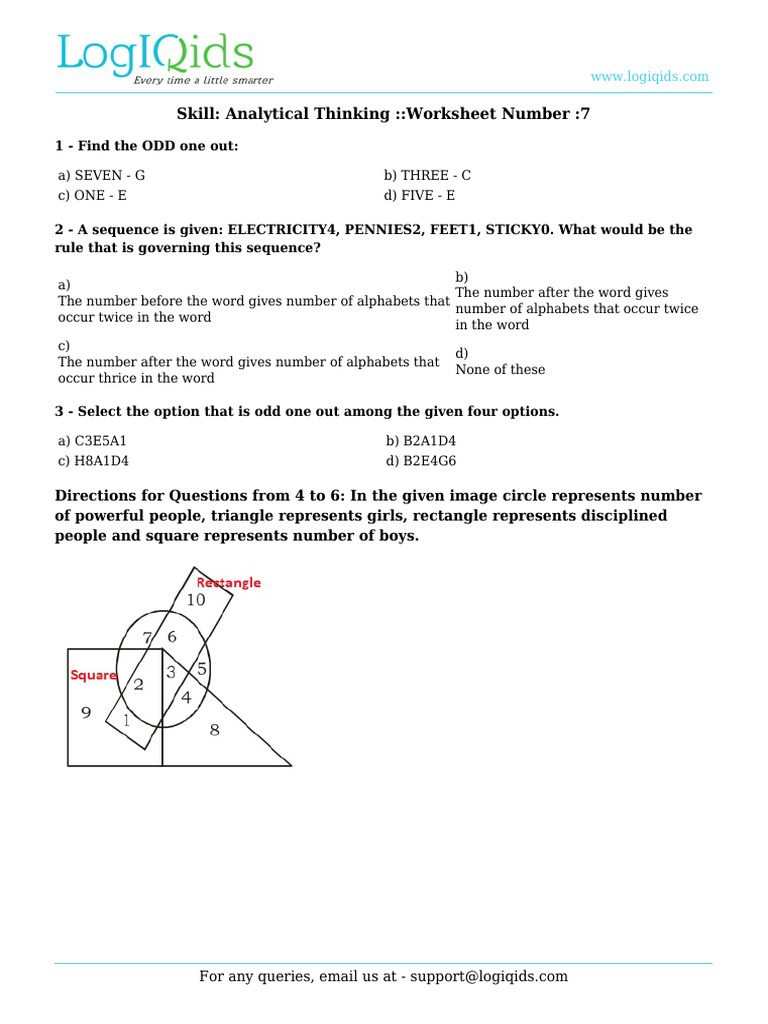 Skill: Analytical Thinking::Worksheet Number:7: 1 - Find The ODD One ...