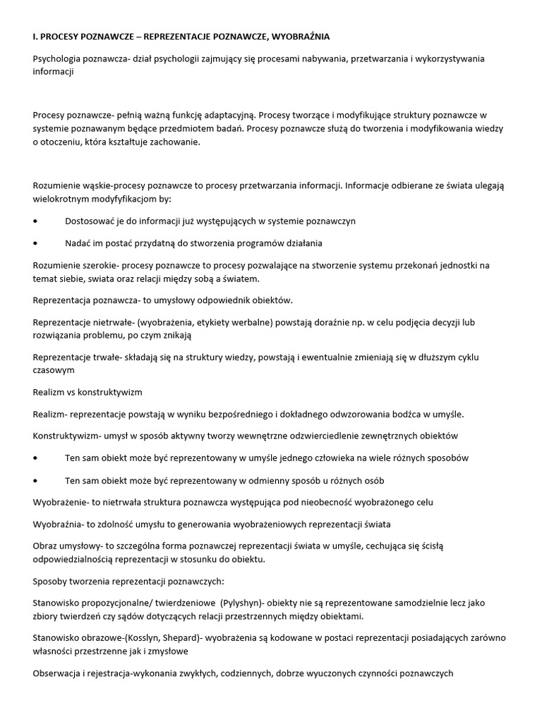 Procesy Poznawcze | PDF