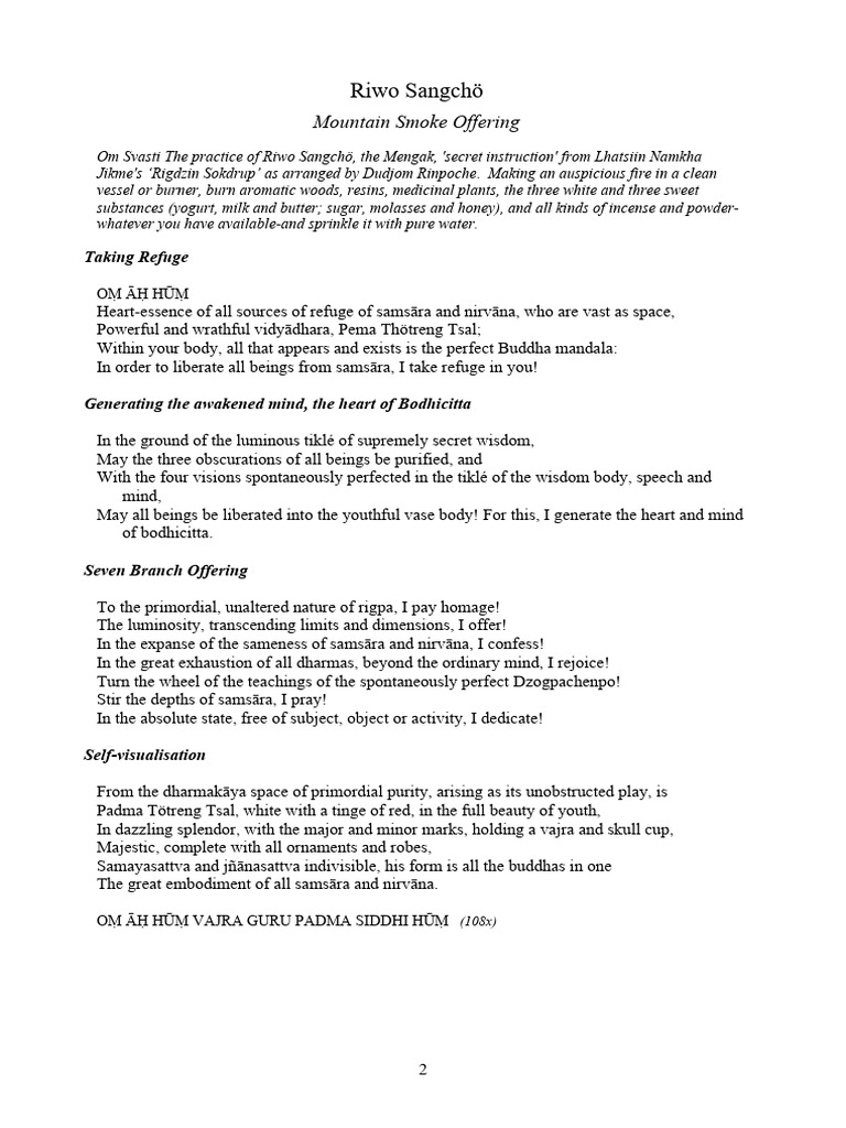 Riwo Sangcho (Only) | PDF | Dzogchen | Eastern Philosophy