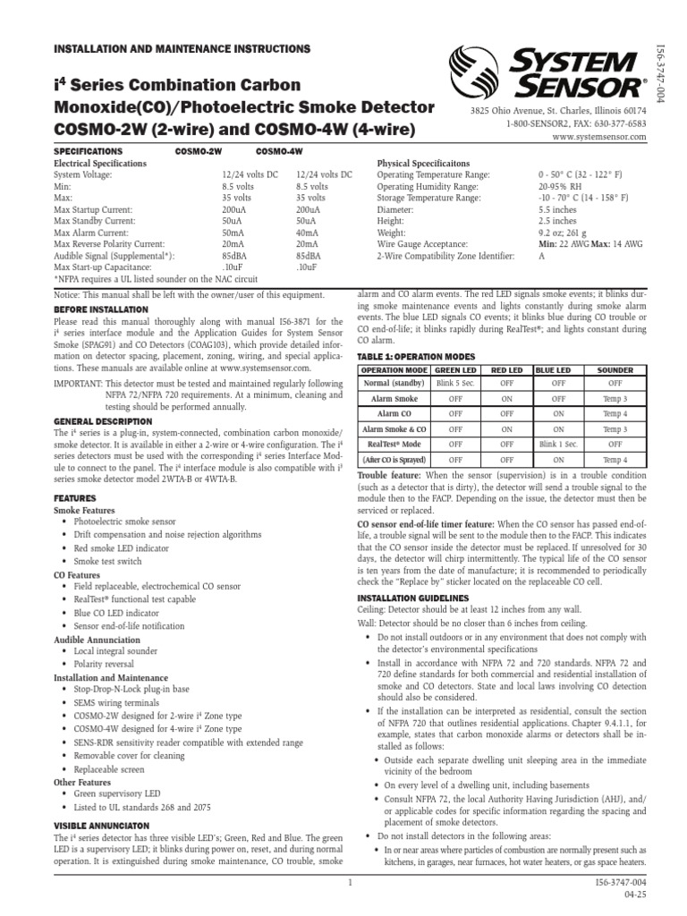 COSMO Manual I56-3747 | PDF | Sensor | Electricity