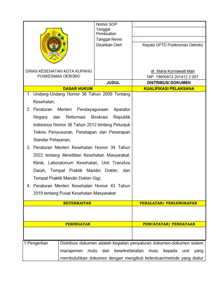 Sop Distribusi Dokumen | PDF