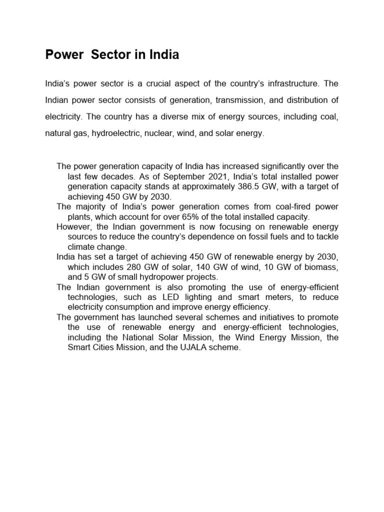 Power and Energy Sector in India | PDF | Renewable Energy | Energy Industry