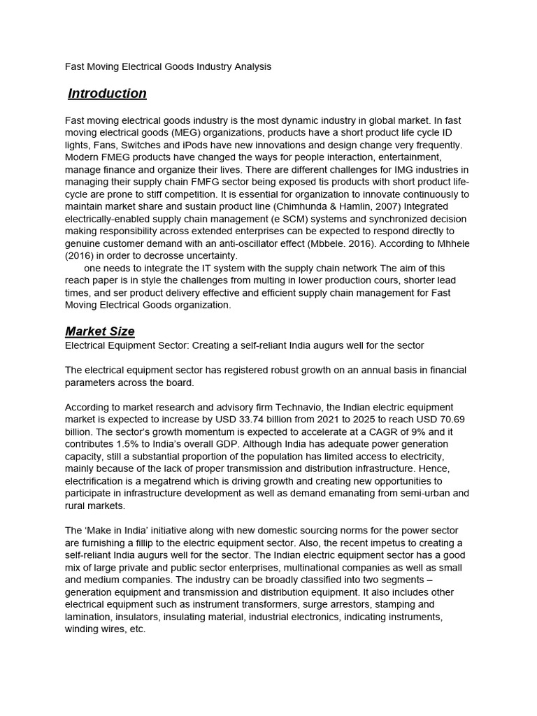 Mast Moving Electric Goods Industry Analysis | PDF | Economies ...