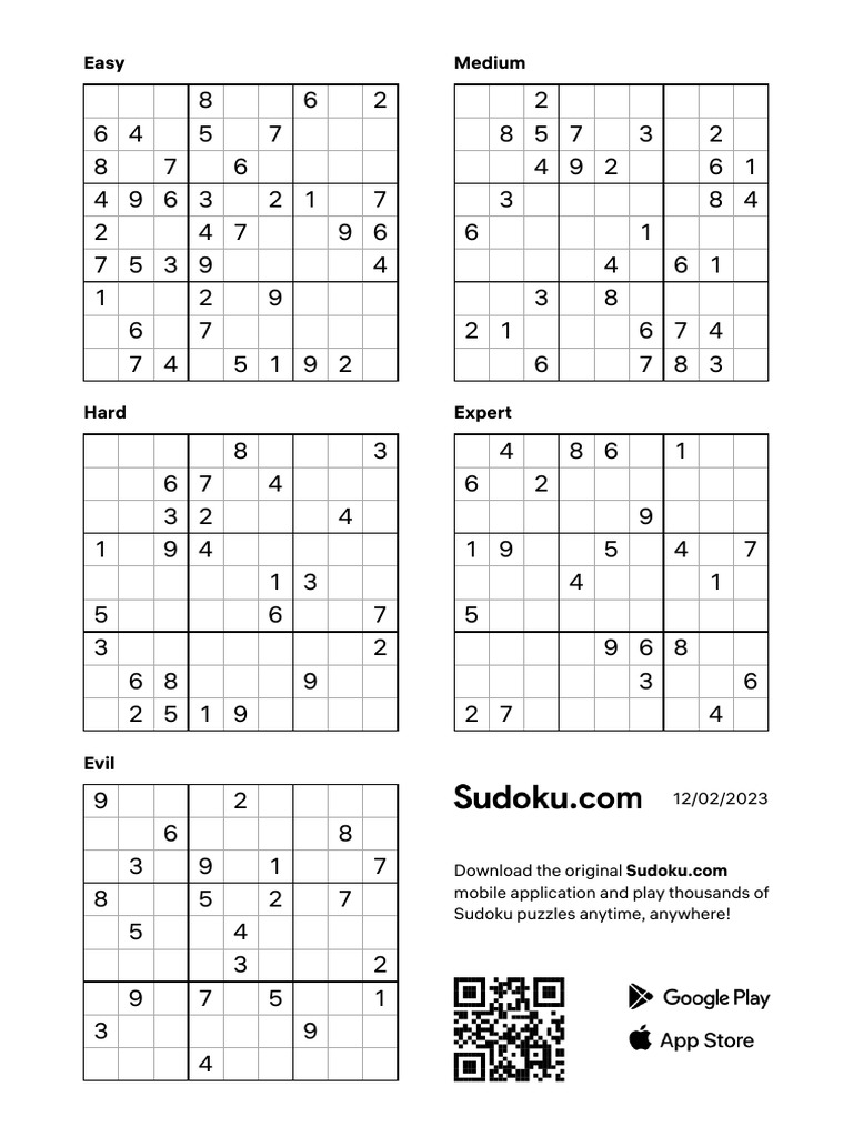 Sudoku Games Levels | PDF | Puzzles | Games Of Mental Skill