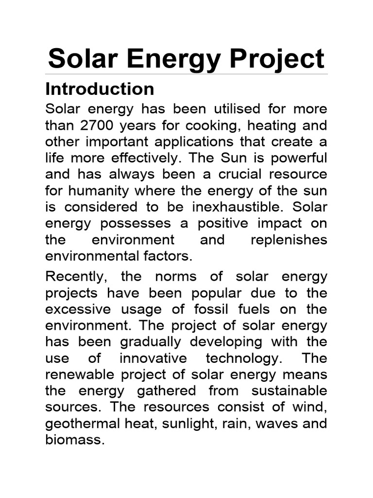Solar Energy Project | PDF | Solar Energy | Solar Power Solar Energy Project | PDF | Solar Energy | Solar Power