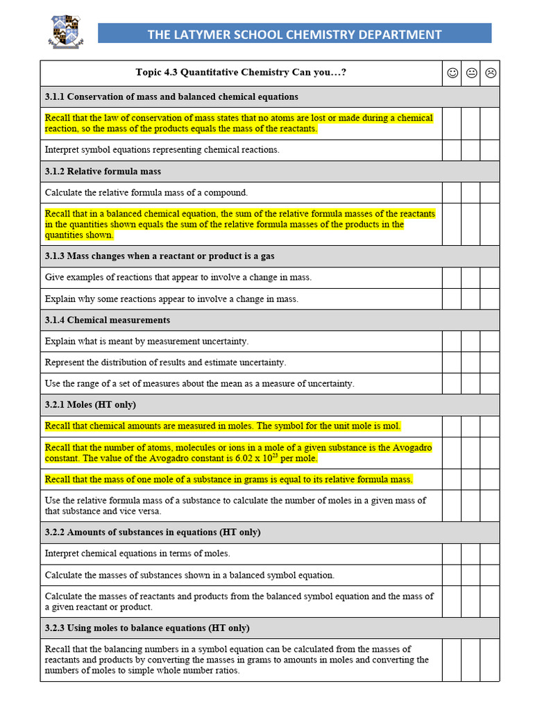Quantitative Chemistry Concepts Explained | PDF | Mole (Unit) | Chemistry