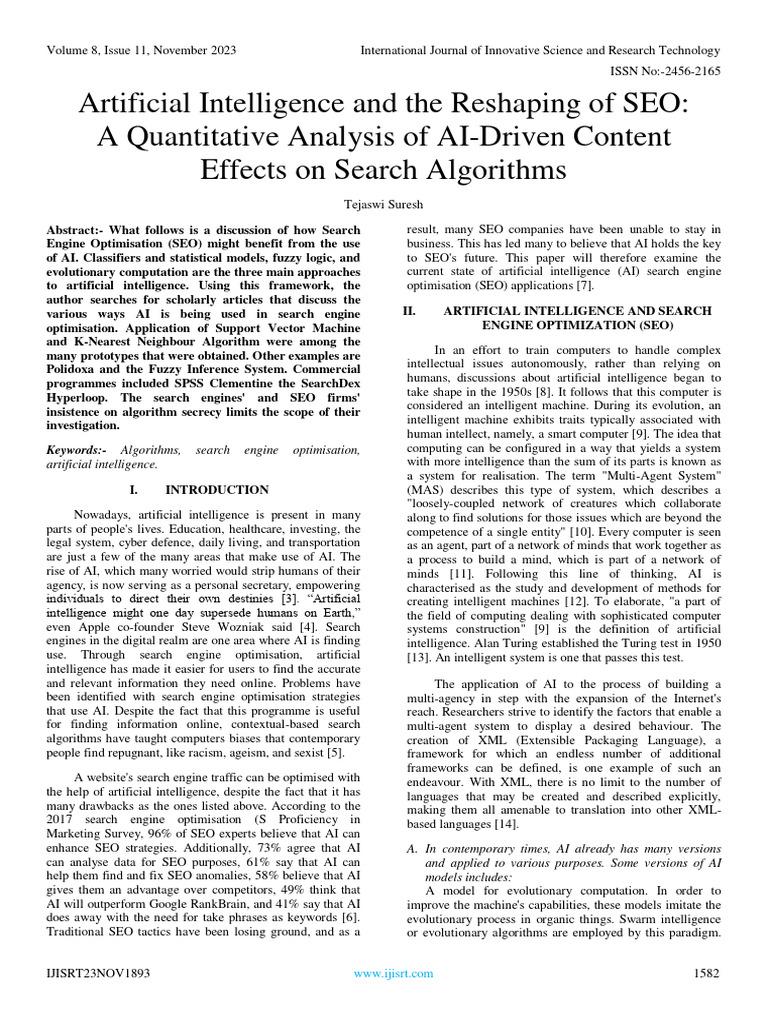 Artificial Intelligence and The Reshaping of SEO: A Quantitative Analysis of AI-Driven Content ...