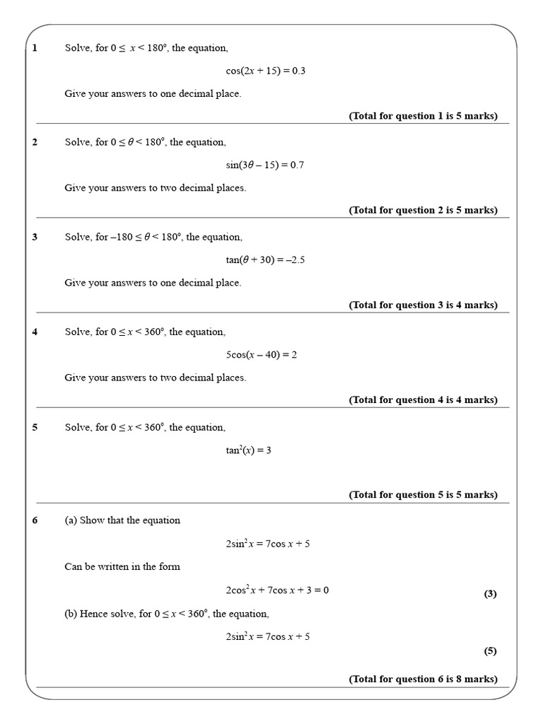 As Pure Solving Trig Equations | PDF | Equations