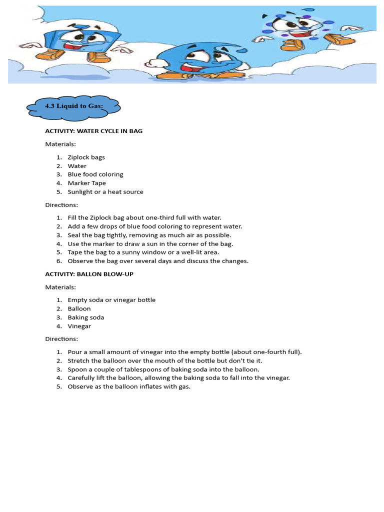 Liquid To Gas Worksheet | PDF