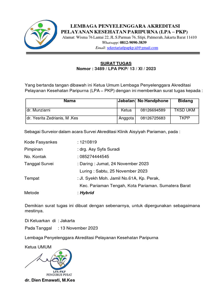 Lembaga Penyelenggara Akreditasi Pelayanan Kesehatan Paripurna (Lpa ...