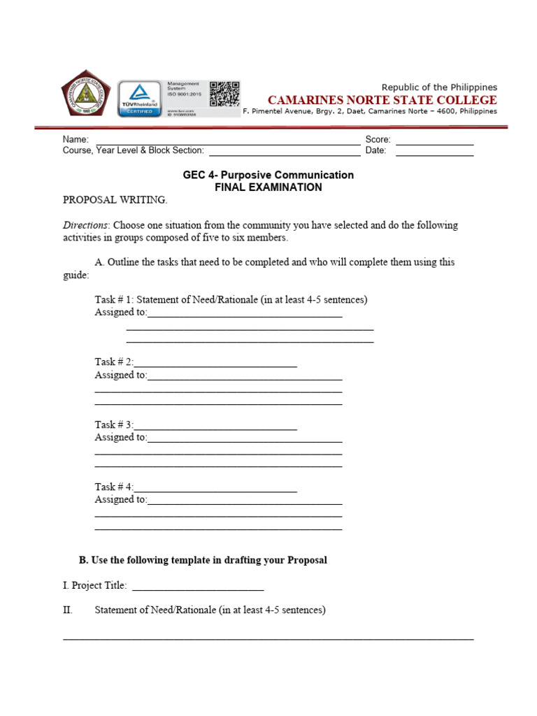 Purposive Comm. Final Exam | PDF | Apa Style | Citation