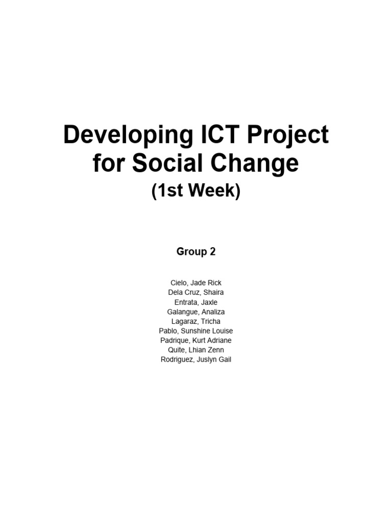 Developing Ict Project For Social Change 1st Week | PDF | Social Media ...