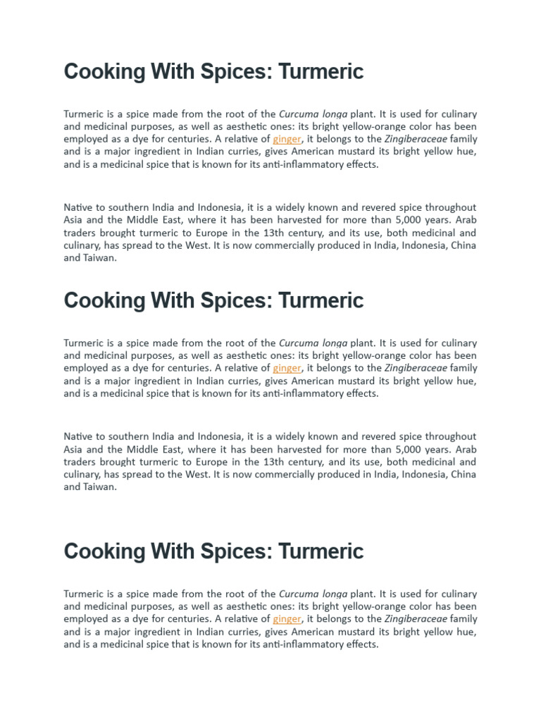 Cooking With Spices | PDF | Turmeric | Spice